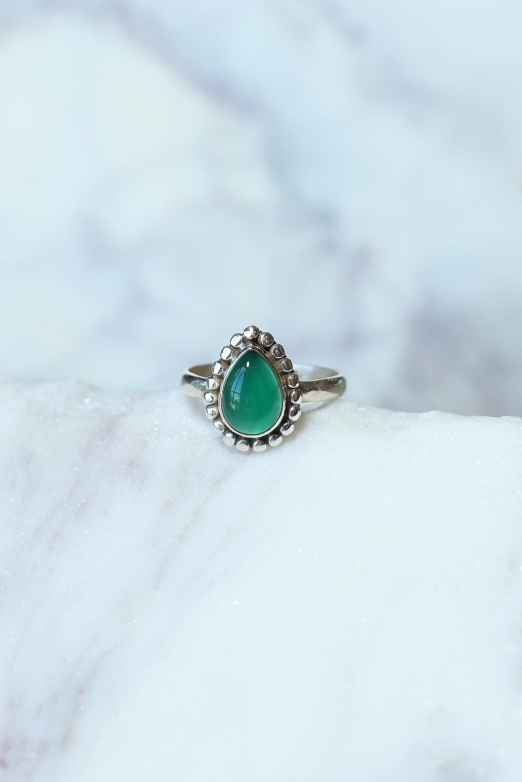 Green Onyx Mona Tear & Dot Ring – Tree of Life
