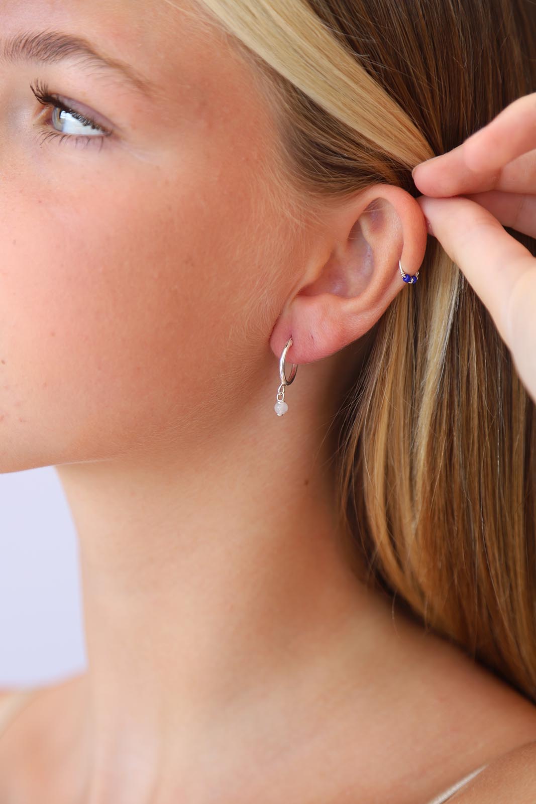 Rainbow Moonstone Cadi Hoops – Tree of Life